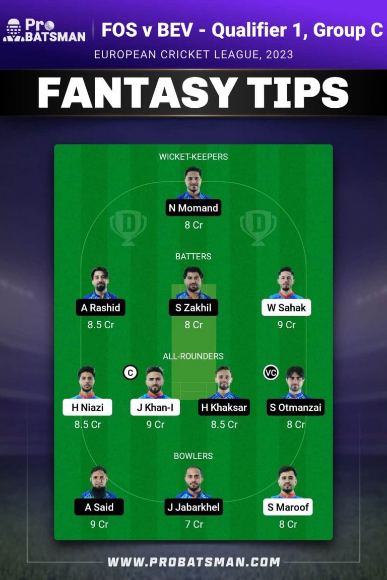 FOS vs BEV Dream11 Prediction With Stats, Pitch Report & Player Record ...