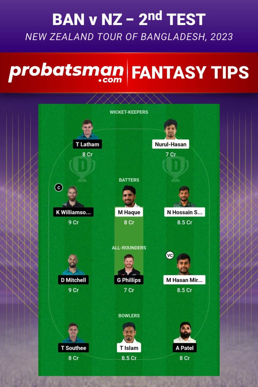 BAN vs NZ Dream11 Prediction For 2nd Test of New Zealand tour of ...