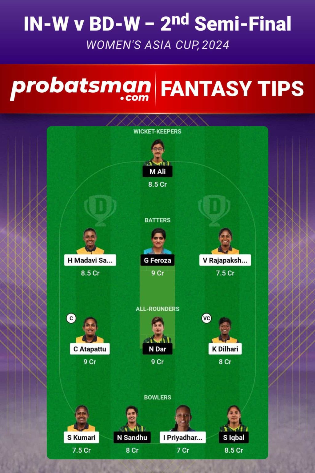 SL-W vs PAK-W Dream11 Prediction, Fantasy Cricket Tips, Playing XI ...