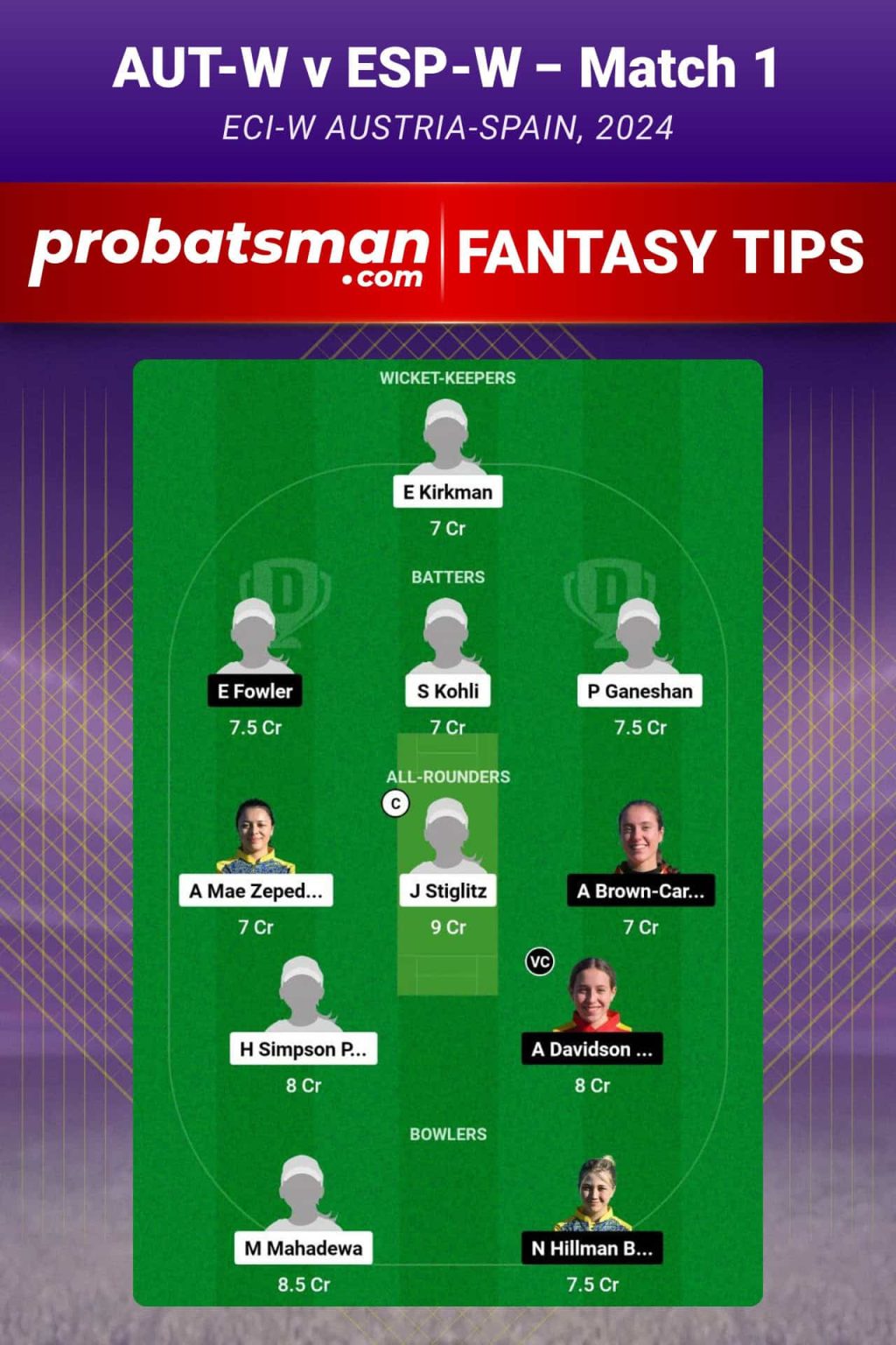 AUT-W vs ESP-W Dream11 Prediction, Fantasy Cricket Tips, Playing XI ...