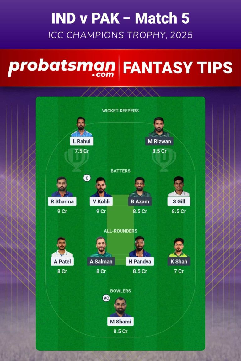 IND vs PAK Dream11 Prediction, Fantasy Cricket Tips, Playing XI, Pitch ...