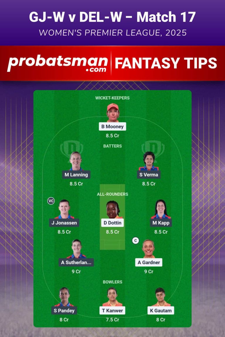 GJ-W vs DEL-W Dream11 Prediction, Fantasy Cricket Tips, Playing XI, Pitch Report, Player Stats ...