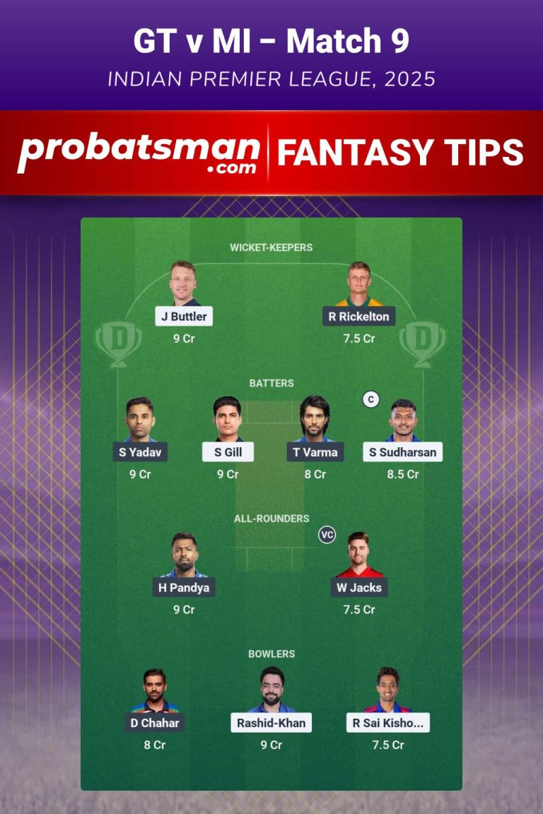 GT vs MI Dream11 Prediction, Fantasy Cricket Tips, Player Stats For 9th Match of IPL 2025