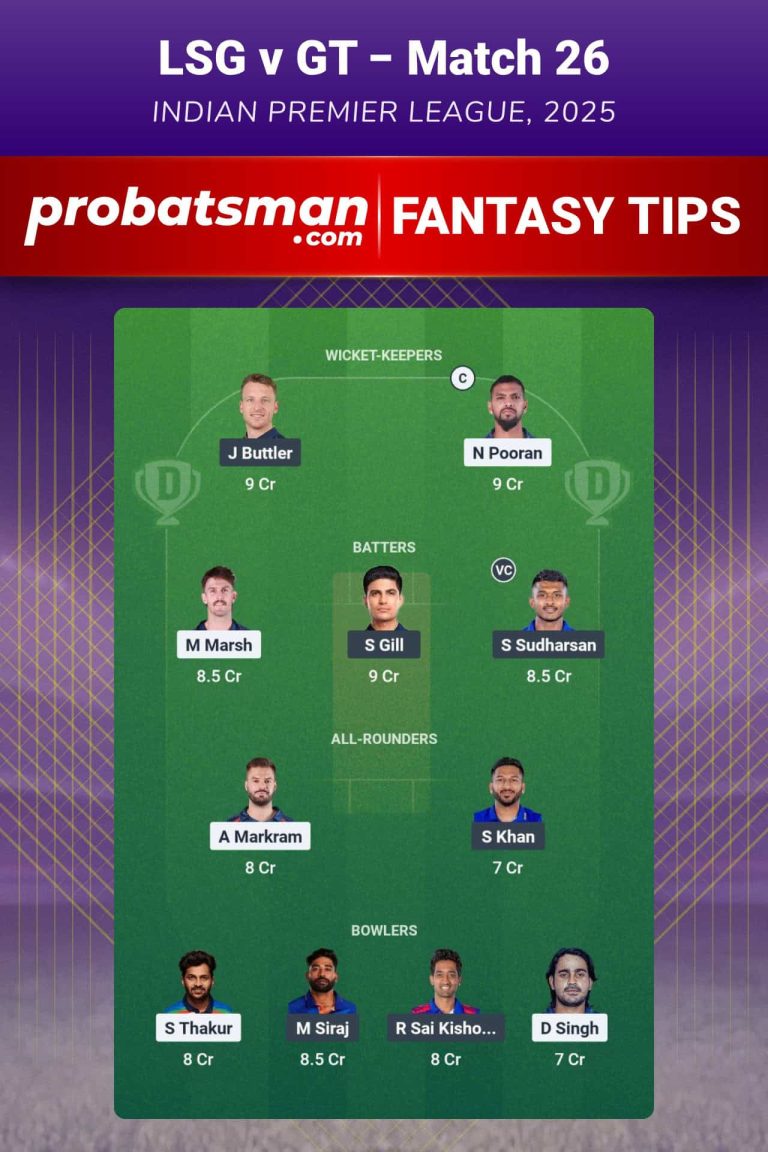 LSG vs GT Dream11 Prediction, Fantasy Cricket Tips, Player Stats For 26th Match of IPL 2025