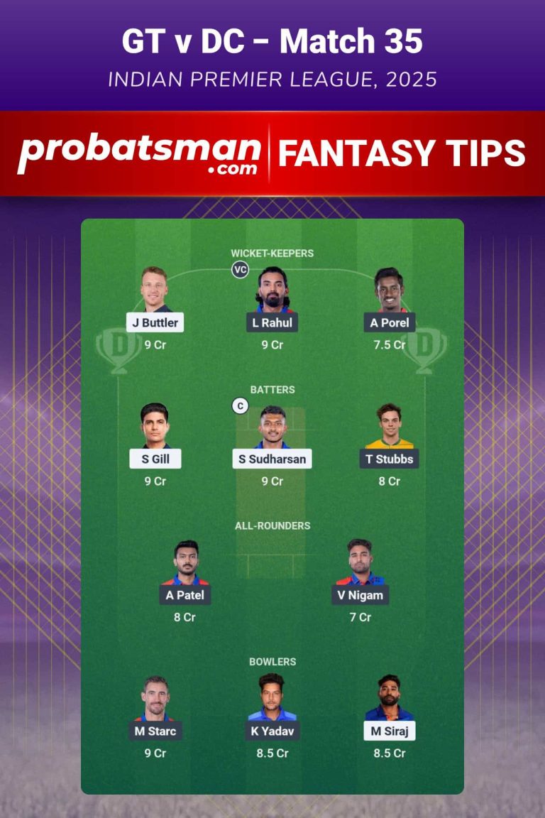 GT vs DC Dream11 Prediction, Fantasy Cricket Tips, Player Stats For 35th Match of IPL 2025