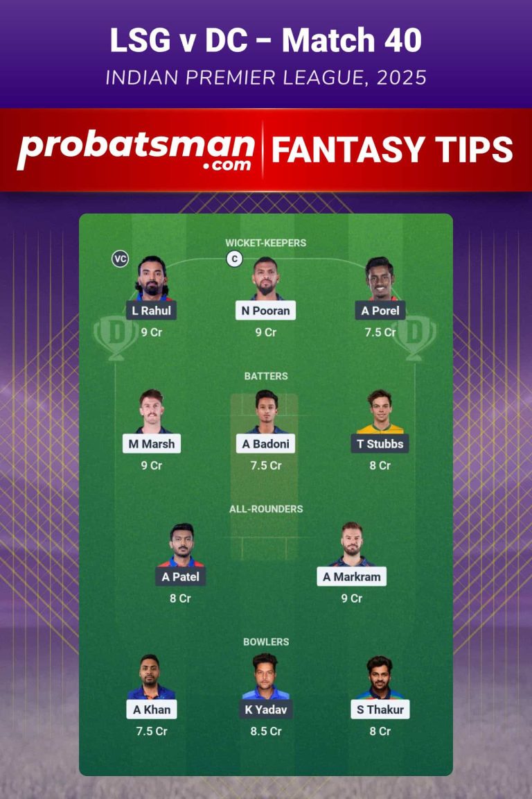 LSG vs DC Dream11 Prediction, Fantasy Cricket Tips, Player Stats For 40th Match of IPL 2025