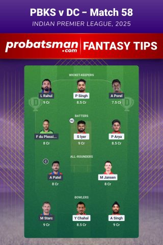 PBKS vs DC Dream11 Prediction, Fantasy Cricket Tips, Player Stats For 58th Match of IPL 2025