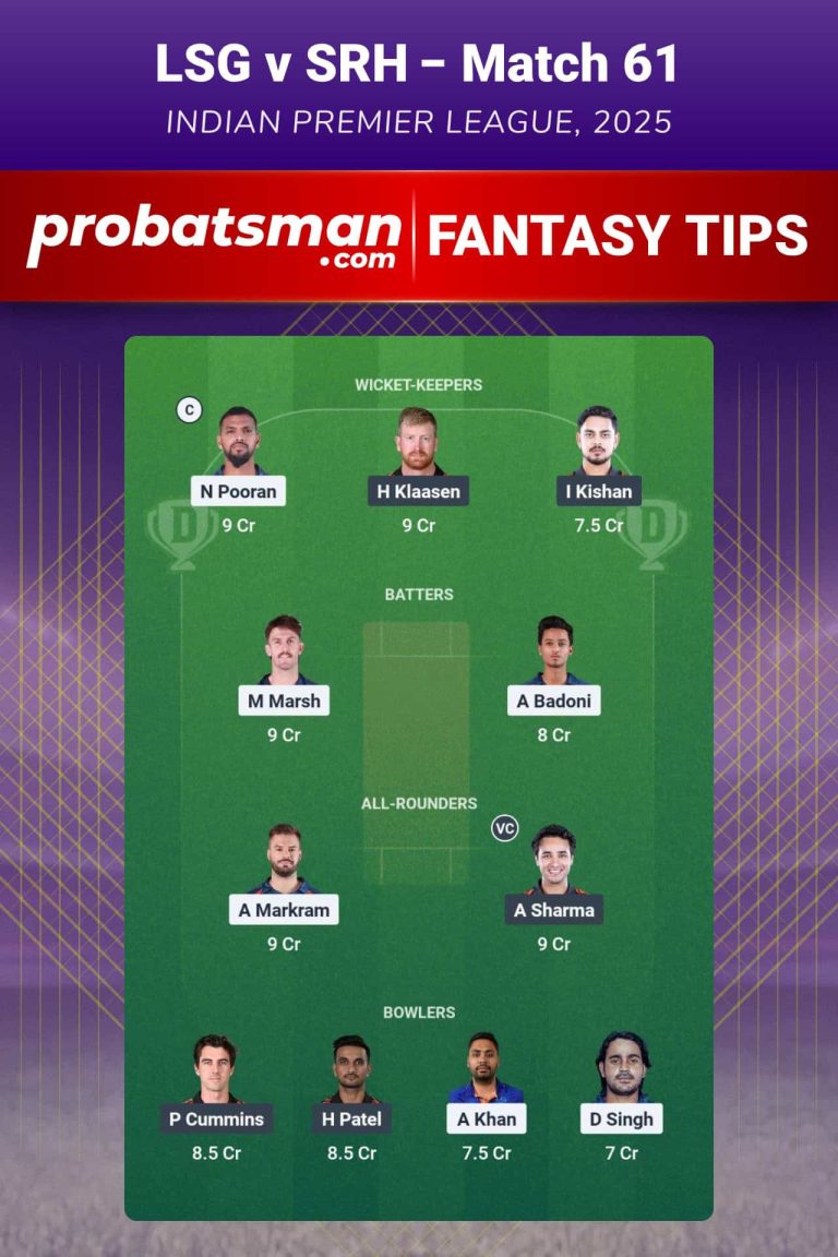 LSG vs SRH Dream11 Prediction, Fantasy Cricket Tips, Player Stats For 61st Match of IPL 2025