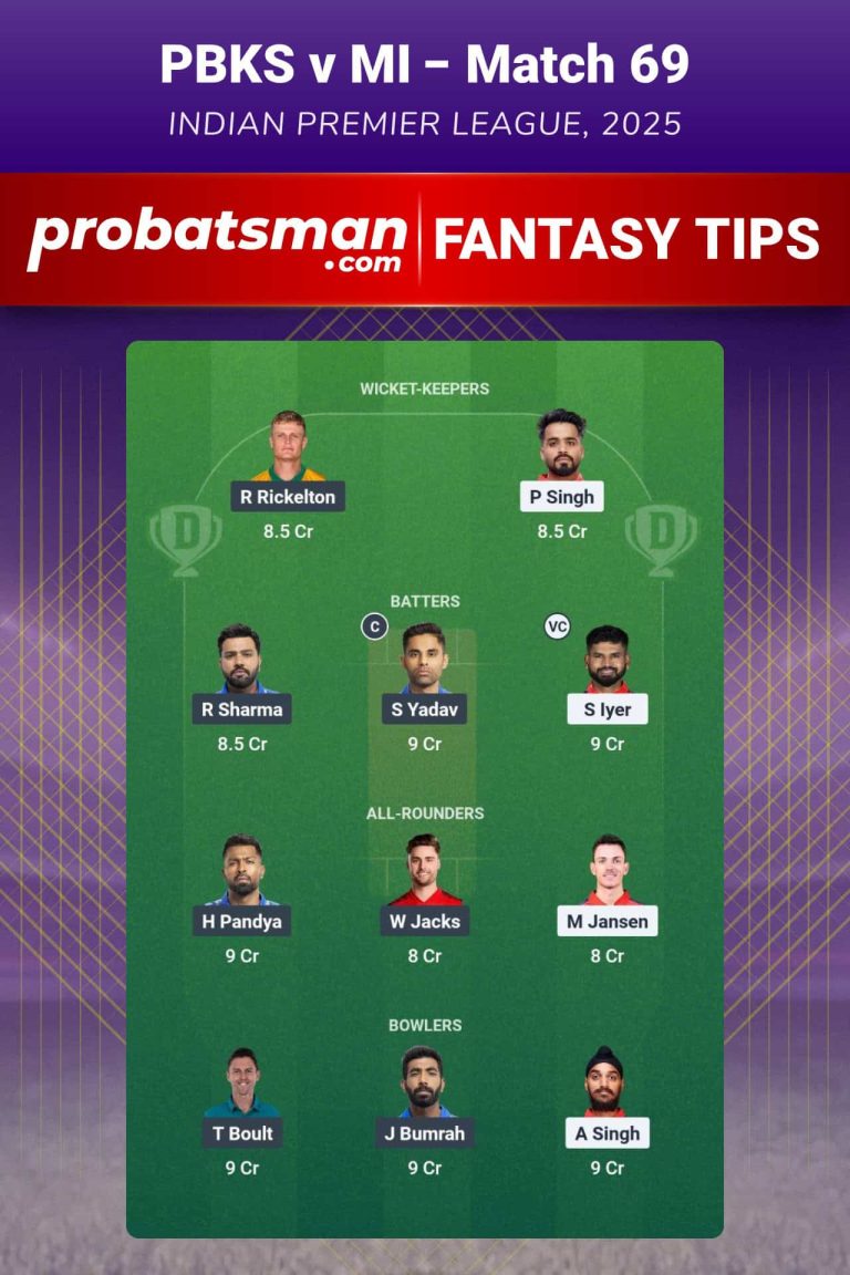 PBKS vs MI Dream11 Prediction, Fantasy Cricket Tips, Player Stats For 69th Match of IPL 2025